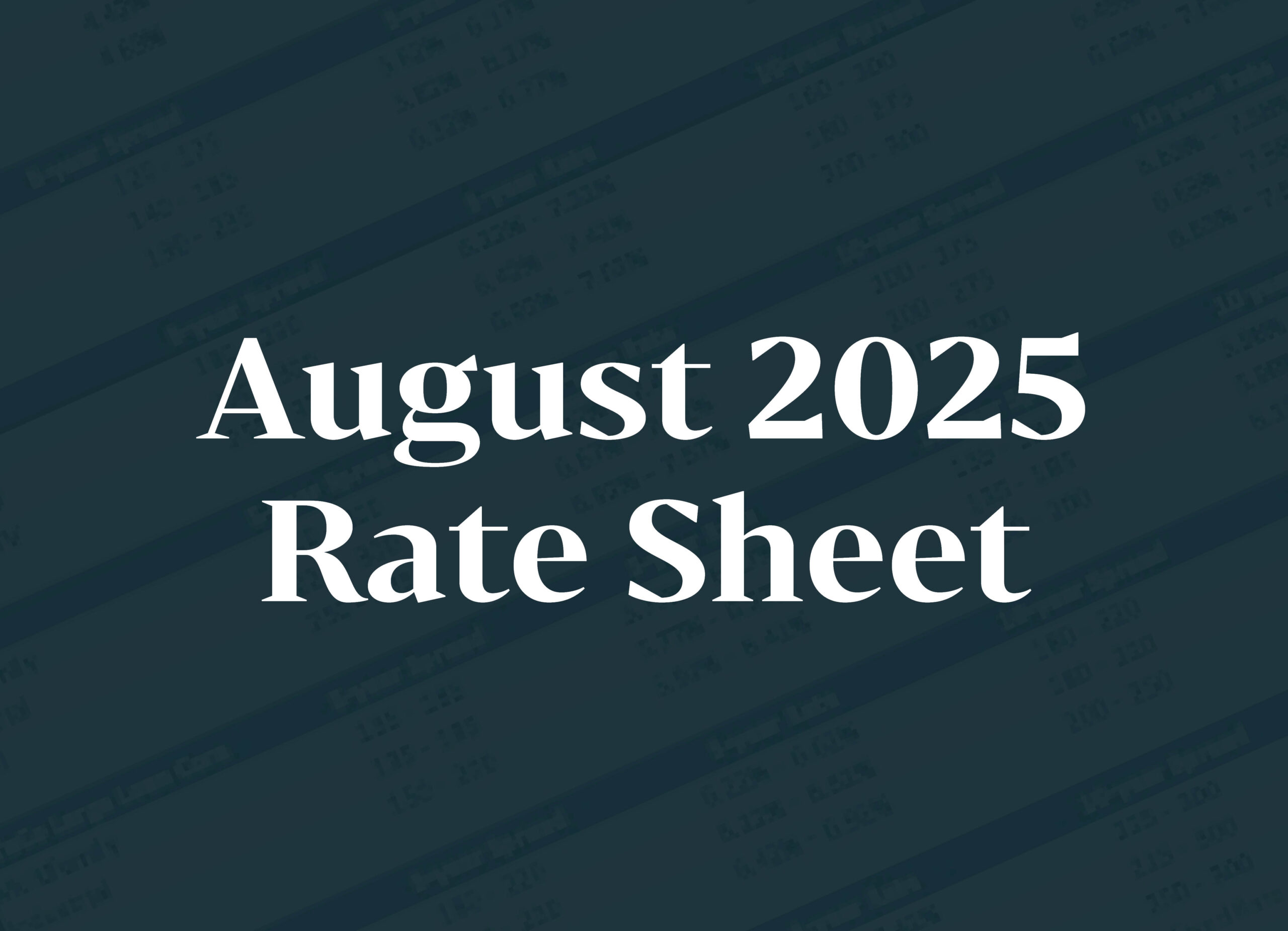 August 2025 Rate Sheet - Aline Capital
